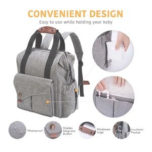Bags | Grey Diaper Bag | Poshmark